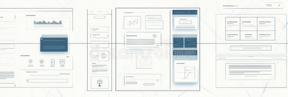 Sleek UIUX Wireframe Design Featuring Soft Grid Lines and Transparent ...