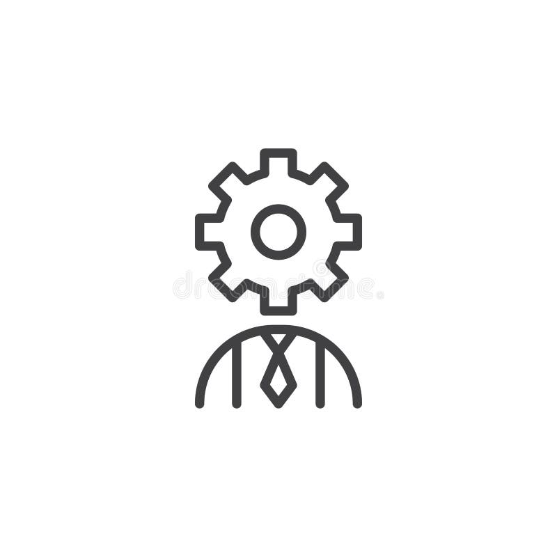 User with Gear Head Outline Icon Stock Vector - Illustration of sign ...