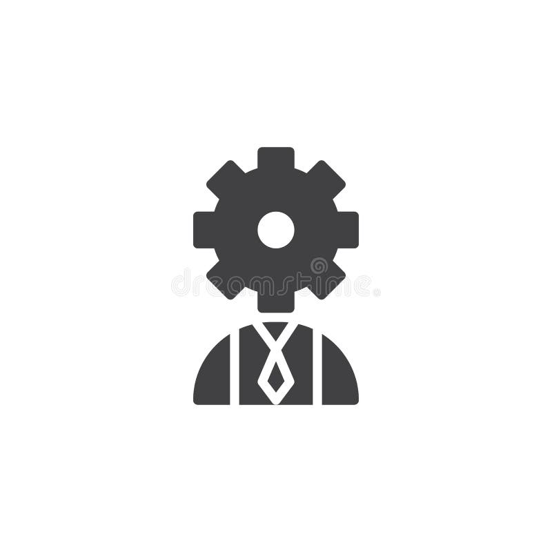 User with Gear Head Filled Outline Icon Stock Vector - Illustration of ...