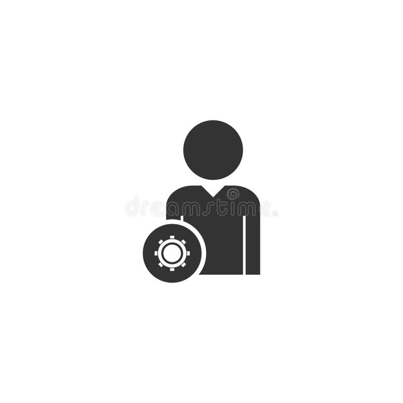 User with Gear Head Filled Outline Icon Stock Vector - Illustration of ...