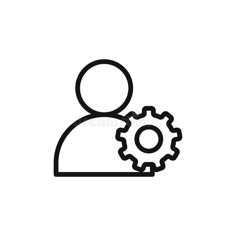 User with Gear Head Filled Outline Icon Stock Vector - Illustration of ...