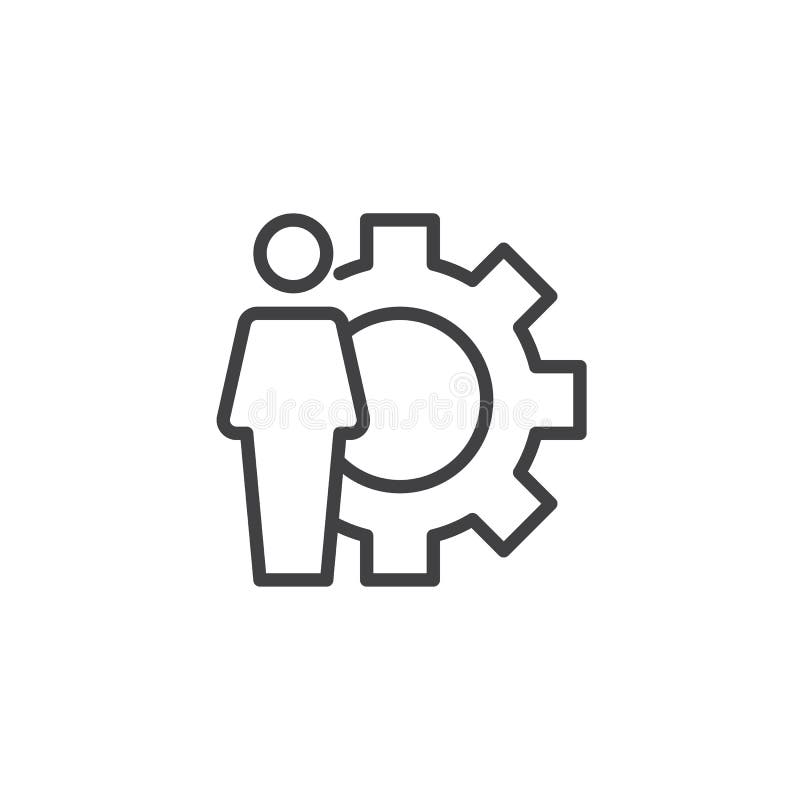 User and gear outline icon stock vector. Illustration of manager ...