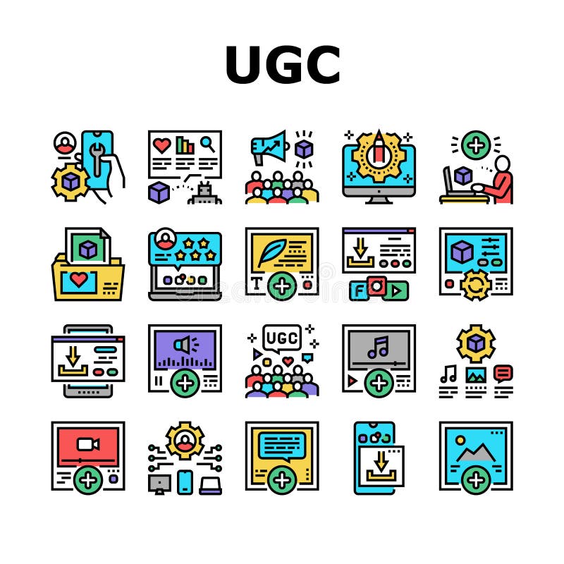 User Generated Content Collection Icons Set Vector Stock Vector ...