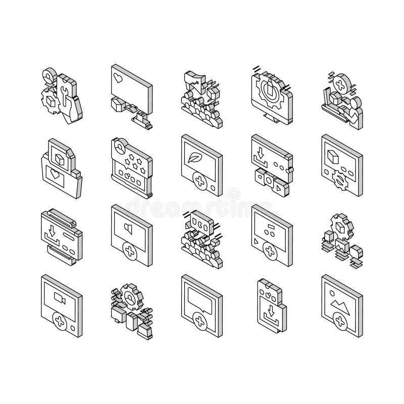 User Generated Content Collection Isometric Icons Set Vector Stock ...