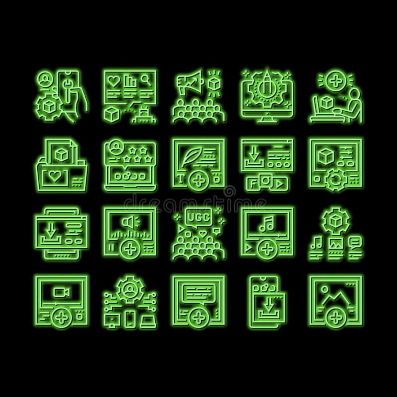 User Generated Content Neon Glow Icon Illustration Stock Vector ...