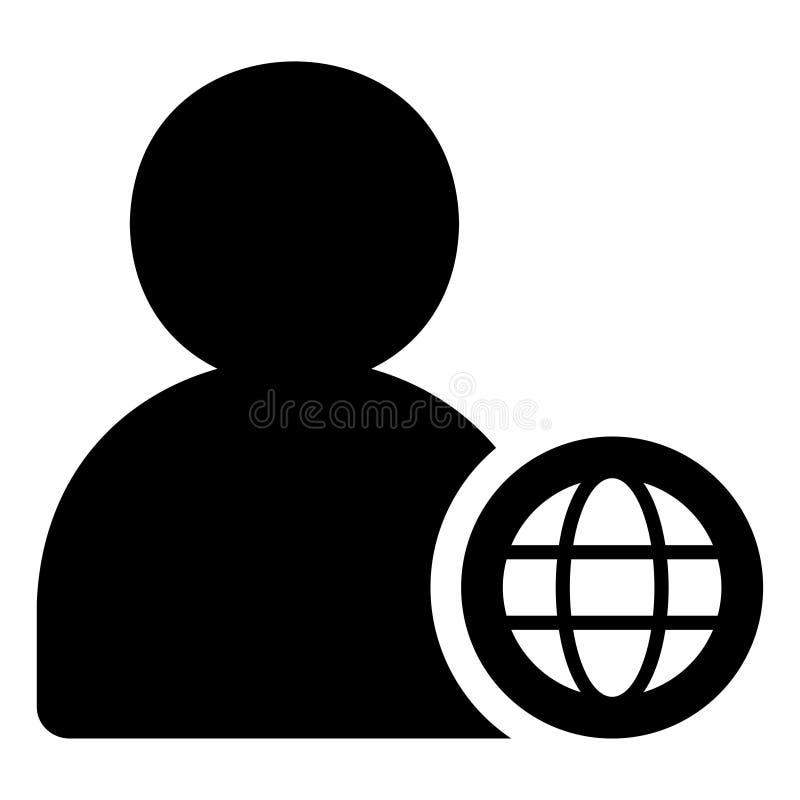 User with Globe Icon stock vector. Illustration of admin - 198911154