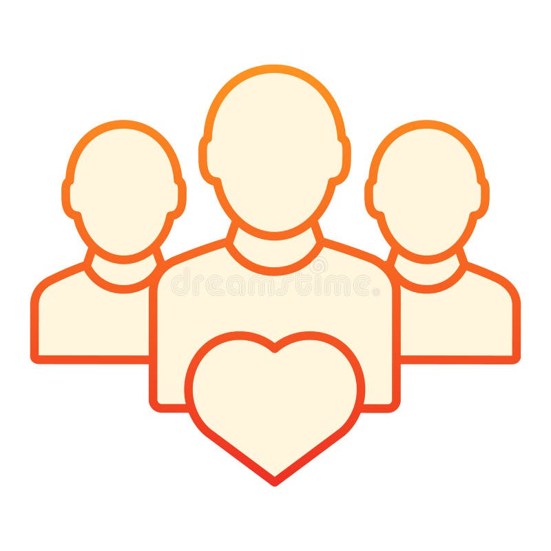 User Group with Heart Flat Icon. Teamwork Color Icons in Trendy Flat ...