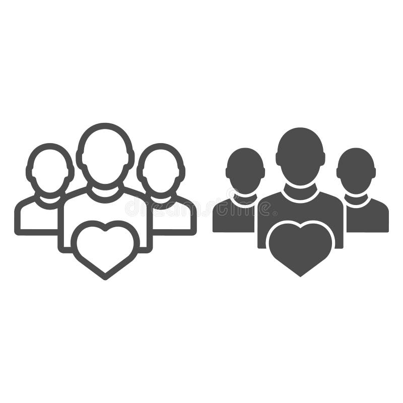 User Group with Heart Line Icon. Team Vector Illustration Isolated on ...