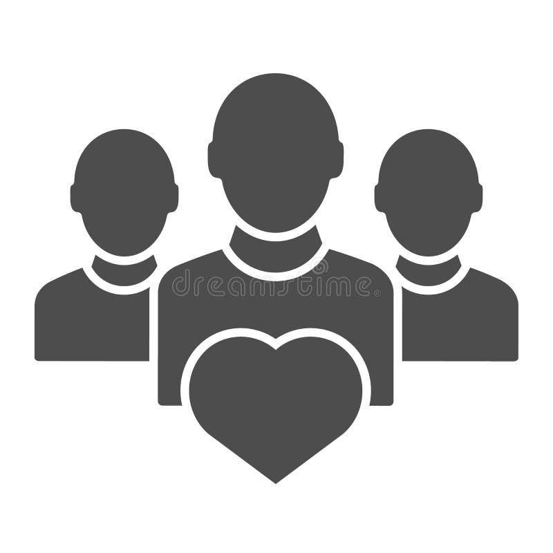 User Group with Heart Solid Icon. Team Vector Illustration Isolated on ...