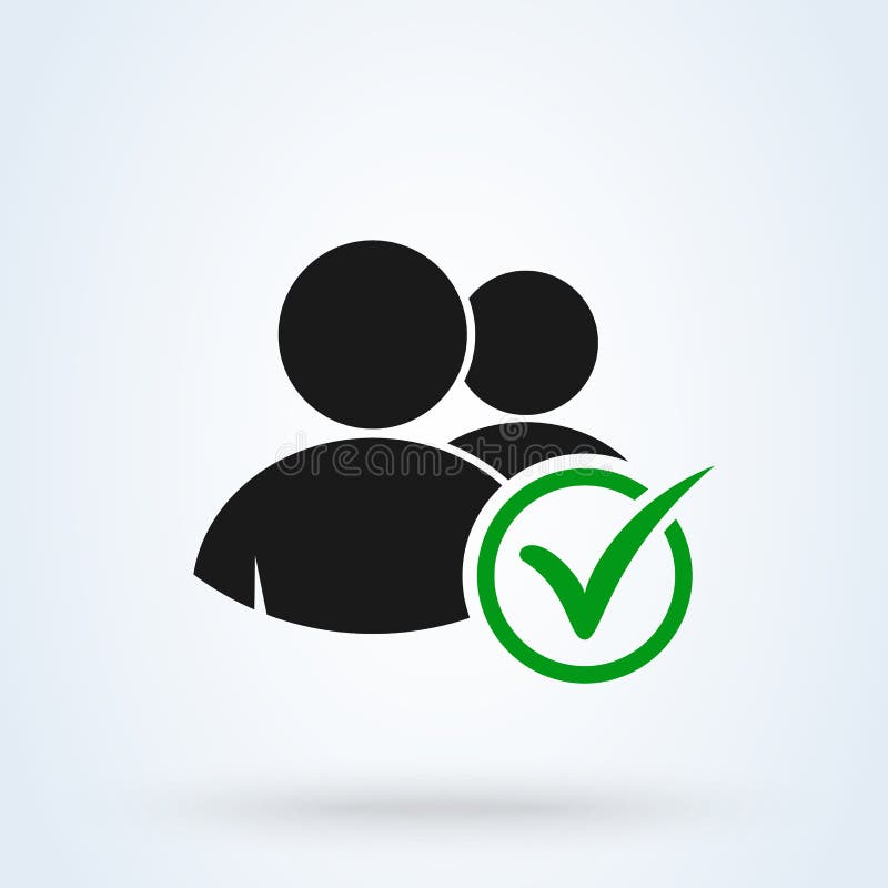 User, Group Profile Sign with Check Mark. Simple Vector Modern Icon ...