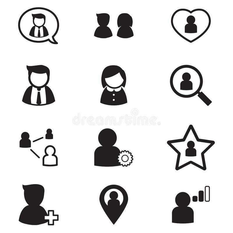 User , Group, Relation Icons Set for Social Network Applicatio Stock ...