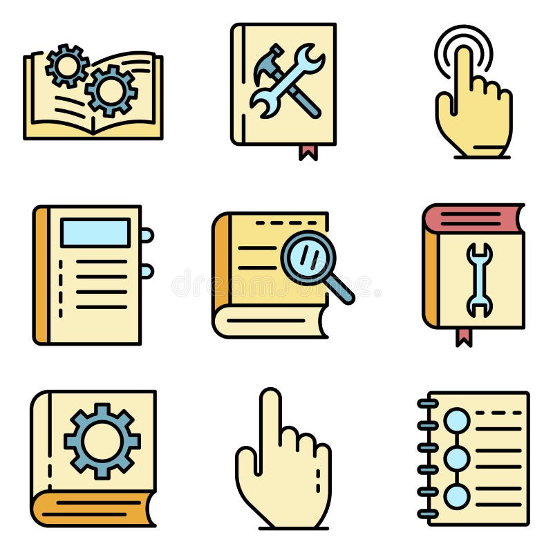 User Guide Icons Set Vector Flat Stock Vector - Illustration of ...