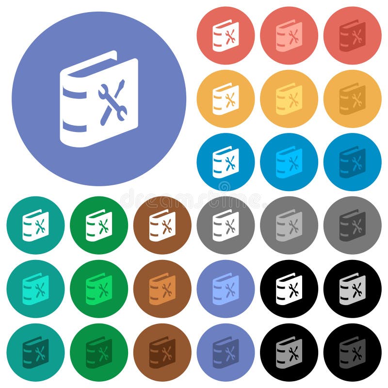 User Guide with Wrench and Screwdriver Round Flat Multi Colored Icons ...