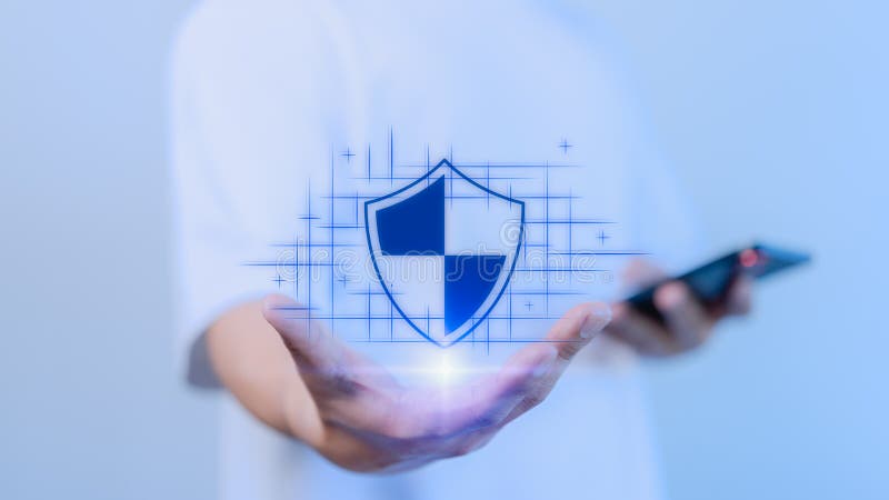 User Hand Show the Warranty Identity Proof Icon for Security Protection ...