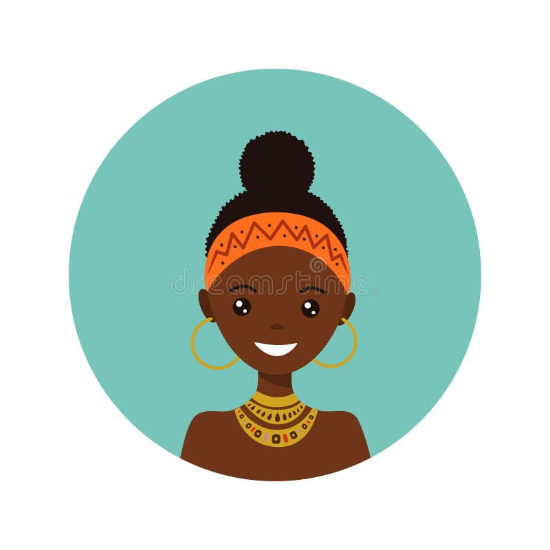 User Icon of African Young Woman in Flat Style Stock Vector ...