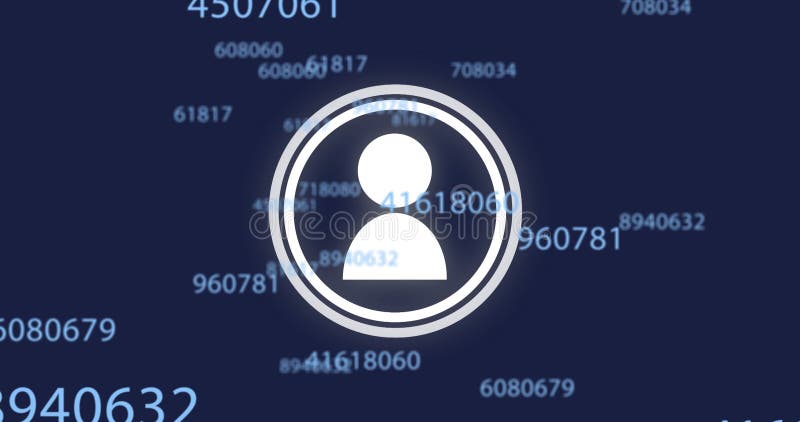 User Icon Animation Over Floating Numbers on Dark Blue Background Stock ...