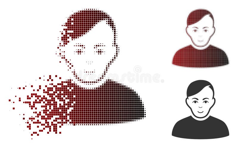 Dissipated Pixel Halftone User Icon with Face Stock Vector ...