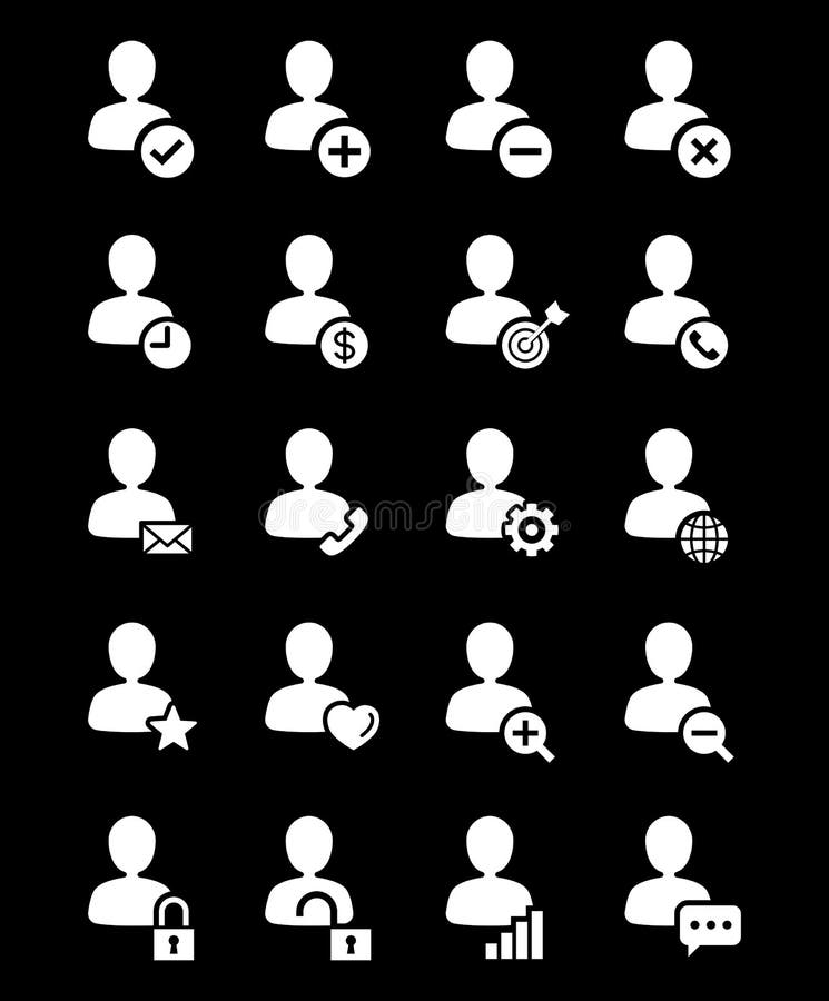 User Icon Line Style Set White Color. Stock Vector - Illustration of ...