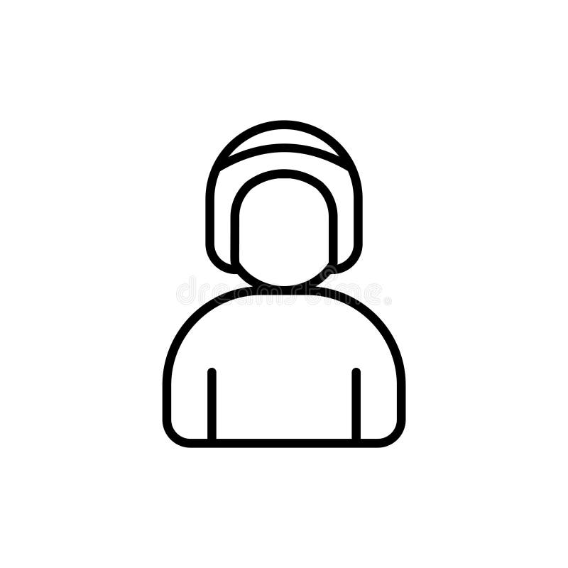 User Icon Using a Helmet Black Line Style Stock Vector - Illustration ...