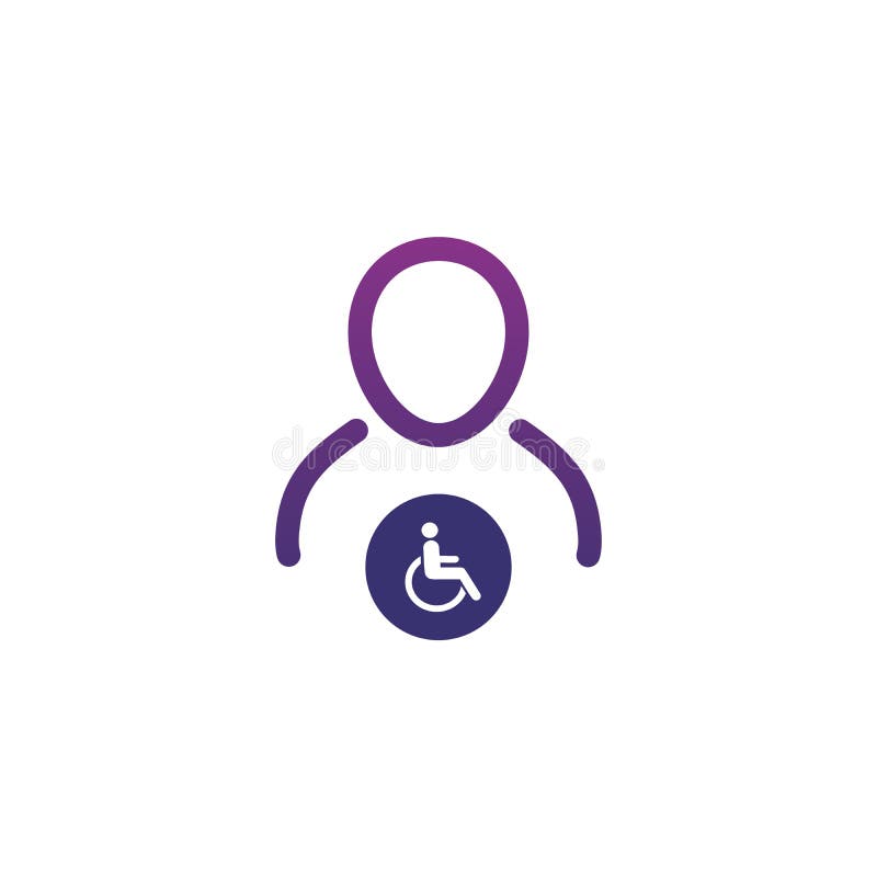 User Icon with Wheel Chair. Stock Vector Illustration Isolated on White ...