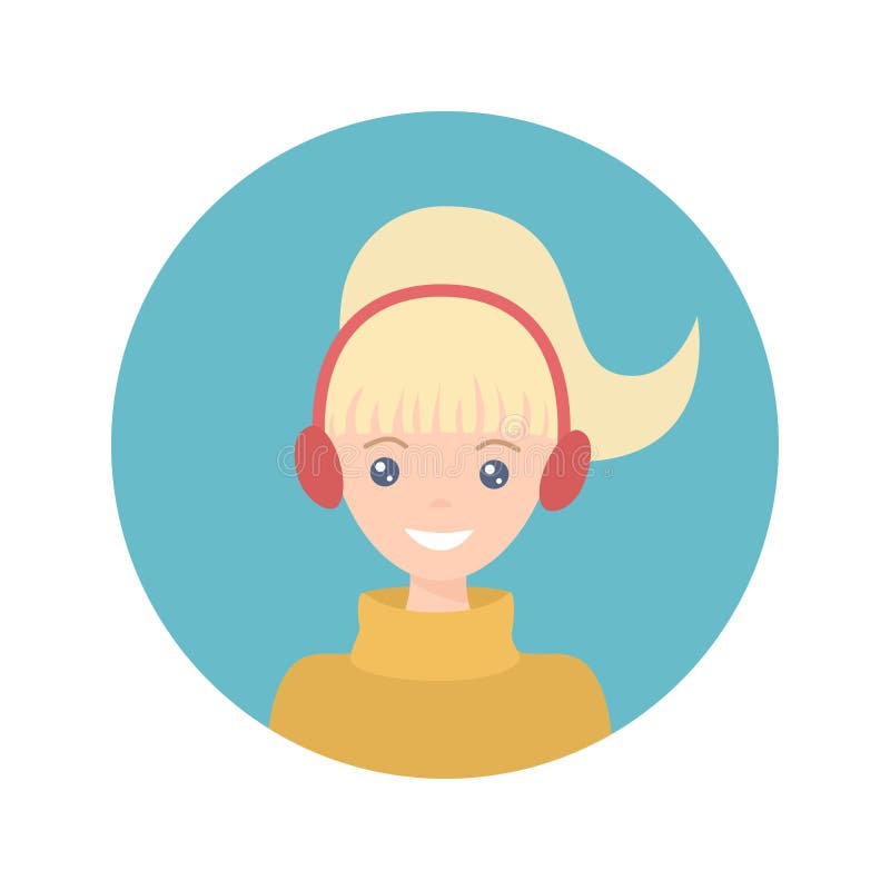 User Icon of Young Woman in Flat Style Stock Vector - Illustration of ...