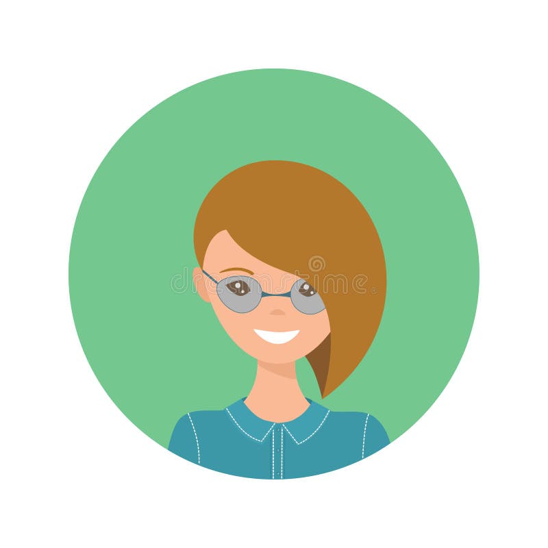 User Icon of Young Woman in Flat Style. Stock Vector - Illustration of ...