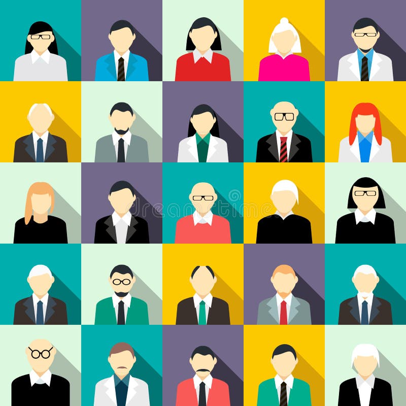 User icons set, flat style stock vector. Illustration of cute - 70826429