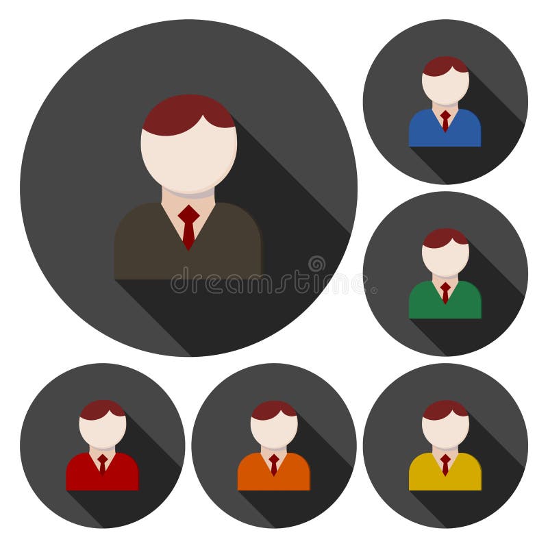 User Icons Set with Long Shadow Stock Illustration - Illustration of ...