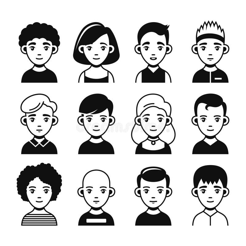 User Icons Set on White Background. Vector Stock Vector - Illustration ...