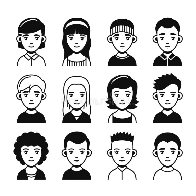 User Icons Set on White Background. Vector Stock Vector - Illustration ...