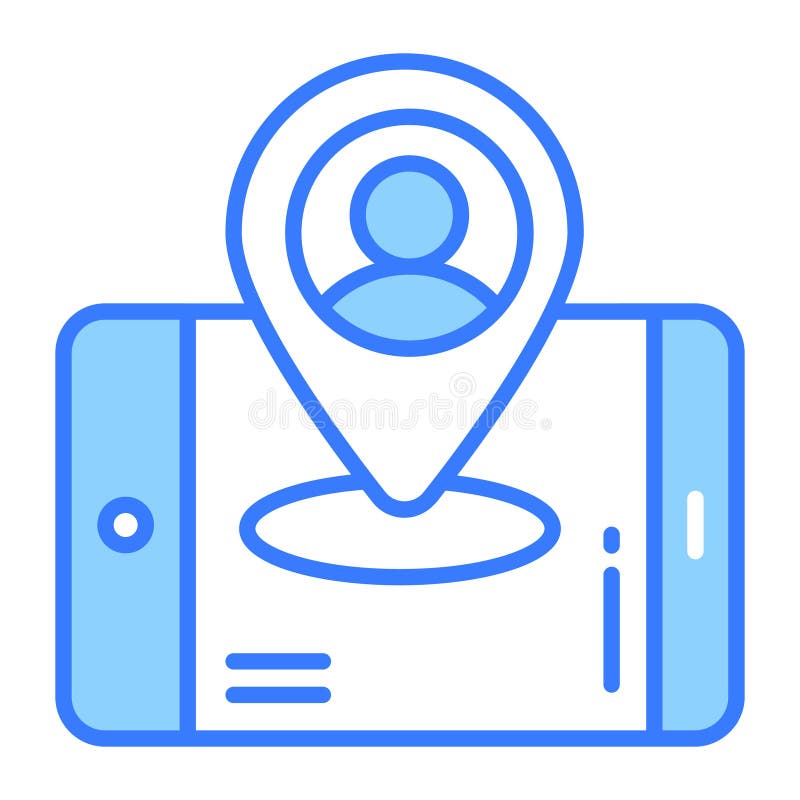 User Inside Location Pin with Mobile, Vector of User Location in ...