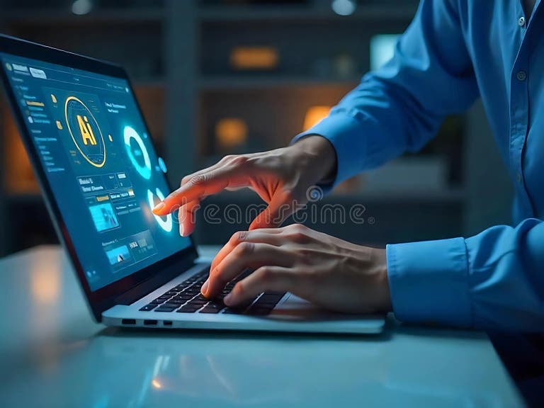 A User Interacting with an AI-driven System for Data Processing on a ...