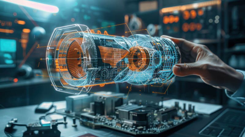 User Interacting with 3D Model of a High-Tech Gadget in Augmented ...