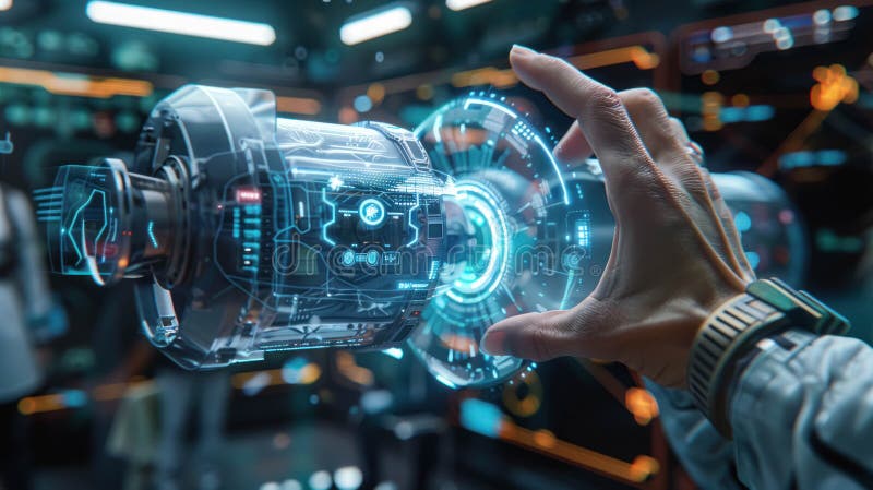 User Interacting with 3D Model of a High-Tech Gadget in Augmented ...