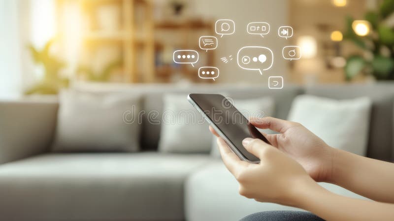 User Interacting with Social Media on a Phone Displaying Various ...