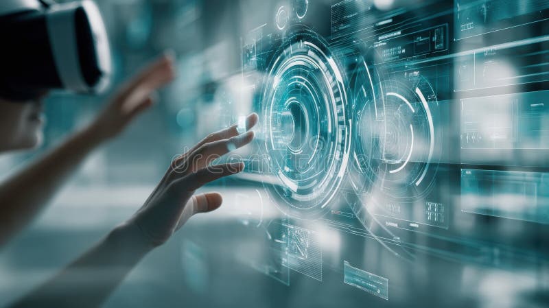 Immersive VR Interface Featuring AI Technology in a Clean Futuristic ...
