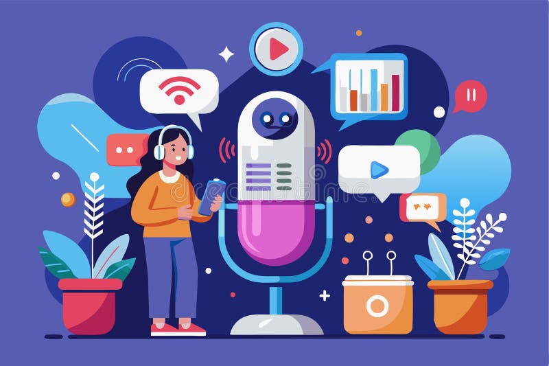 A User Interacts With A Customizable Voice Assistant While Exploring Various App Features And