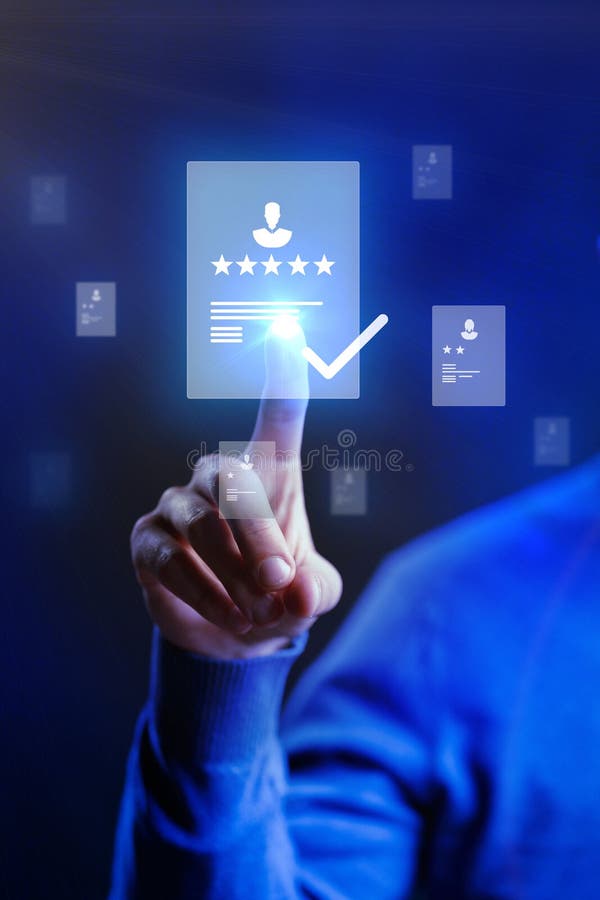 User Interacts with Digital Interface To Select Five-star Feedback during Online Review Process ...