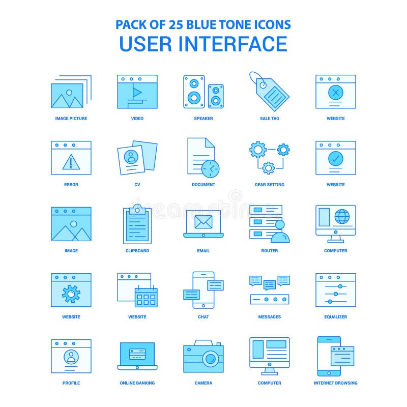User Interface Blue Tone Icon Pack - 25 Icon Sets Stock Vector ...