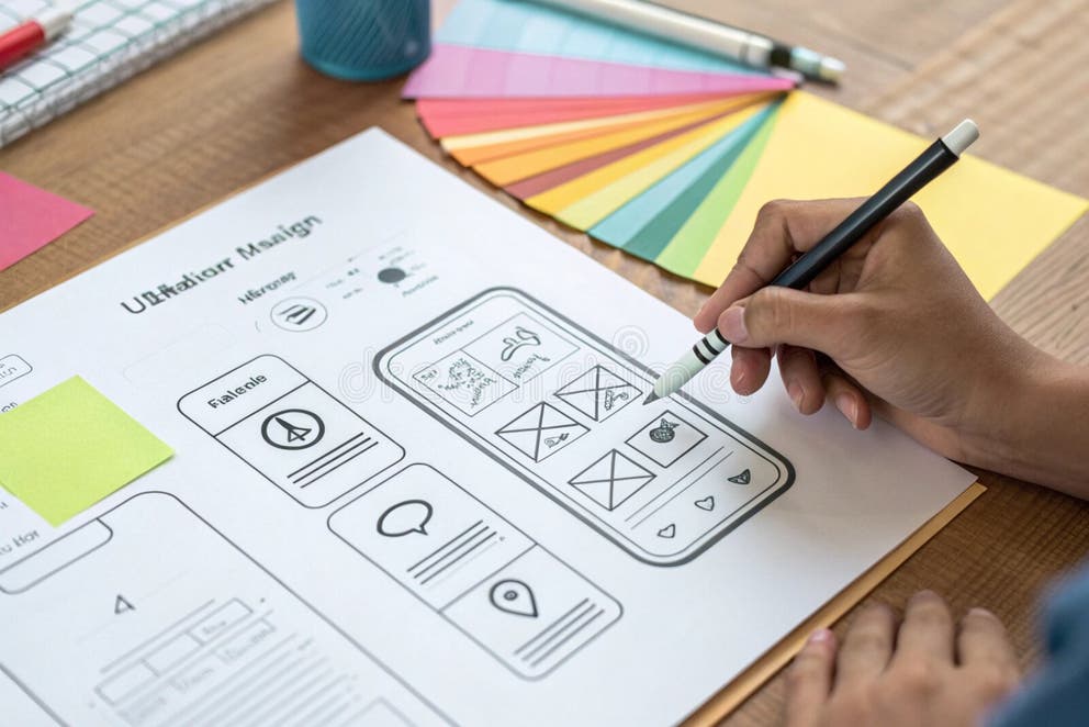 User Interface Design Concept for Mobile App Stock Illustration ...