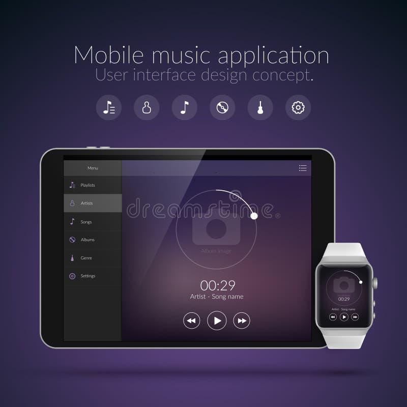 User Interface Design Concept with Web Elements of Music Application ...