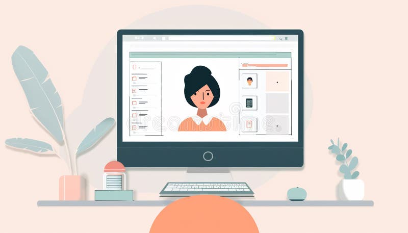 User Interface Design Displays a Woman’s Avatar on a Computer Screen ...