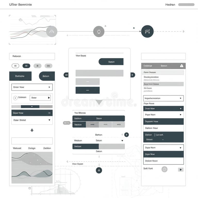 User Interface Design Features Various UI Elements Such As Buttons, Dropdowns, and Stock ...