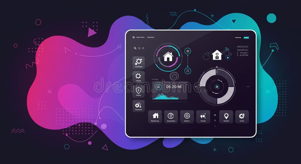 User Interface Design Featuring a Sleek Control Panel on a Dark ...