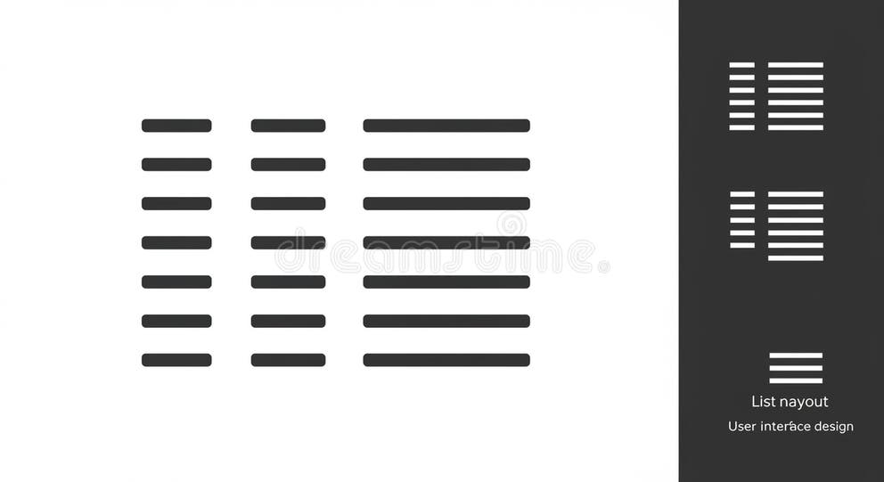 User Interface Design Showing Different List Layout Icons. the Main ...