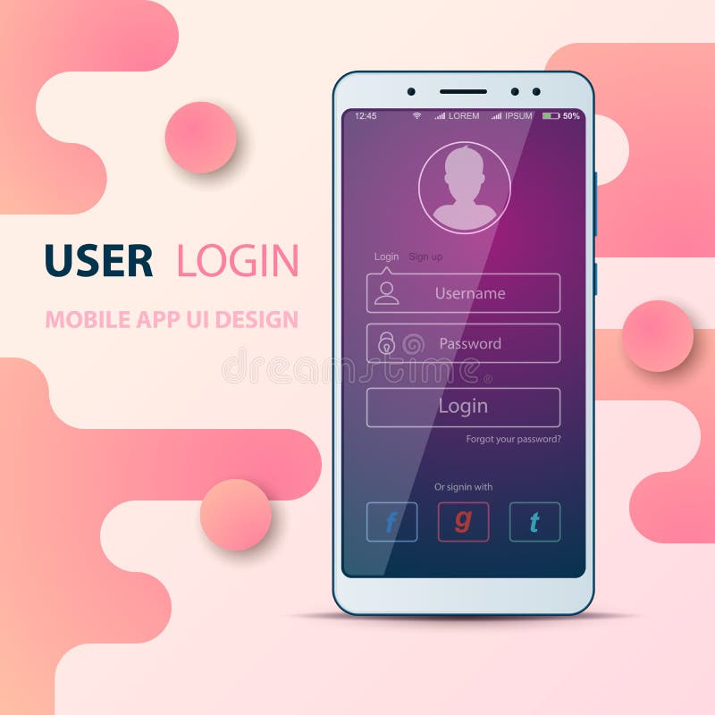 User Interface Design. Smartphone Icon. Login and Password Stock Vector ...