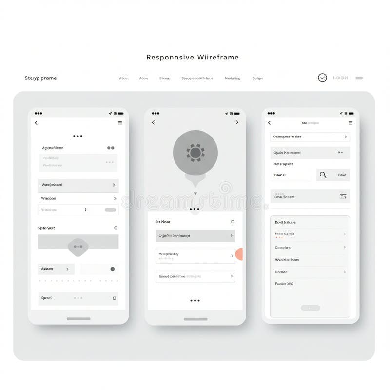 Wireframe UI Kit for Smartphone. Mobile App UX Design. New OS Sign Up ...
