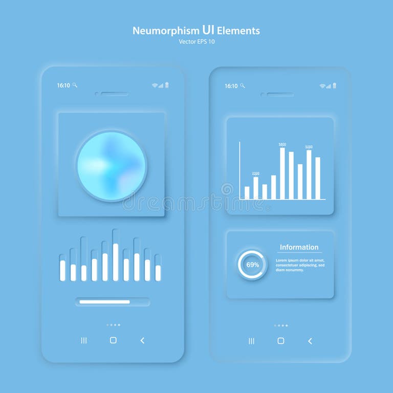 The User Interface Elements for the Mobile App are Blue. Stock Vector ...