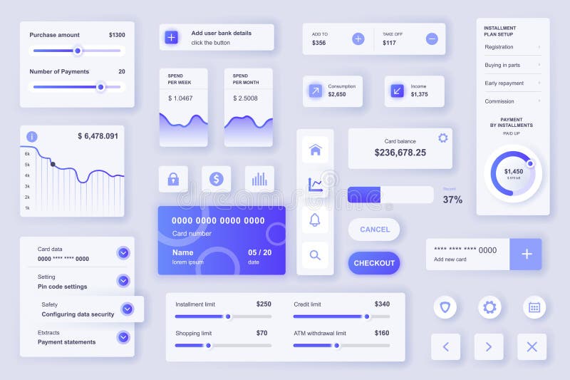 User Interface Elements Set for Banking Mobile App or Web. Vector ... User Interface Elements Set for Banking Mobile App or Web. Vector ...