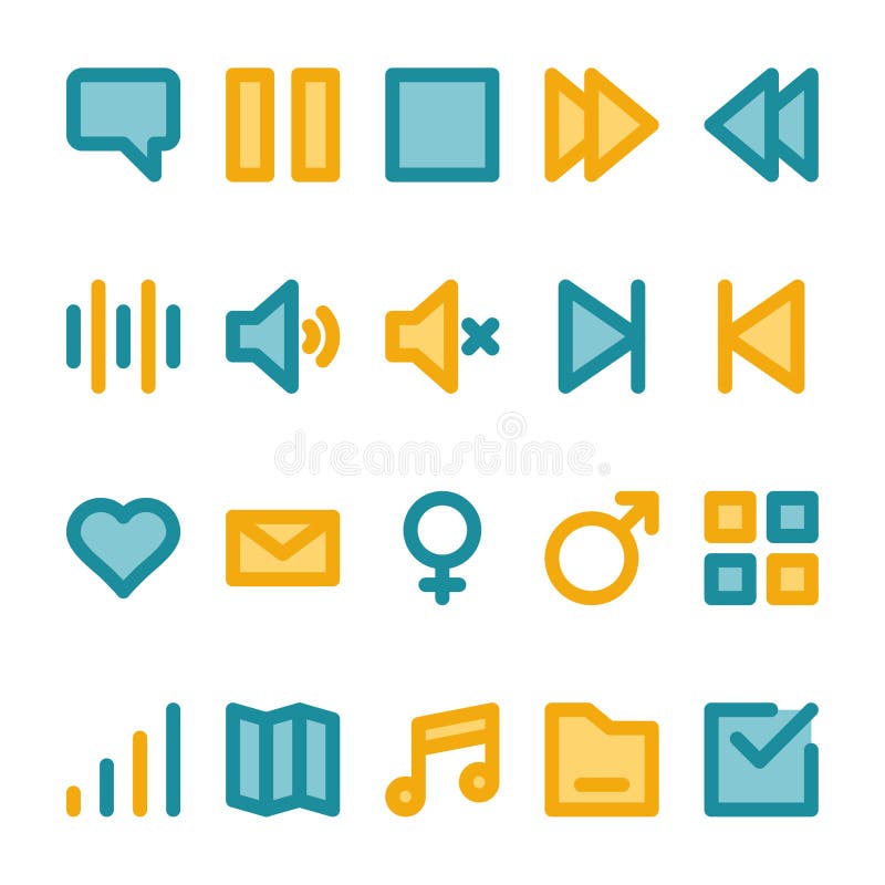 User Interface - 20 Icons Image. Stock Vector - Illustration of folder ...